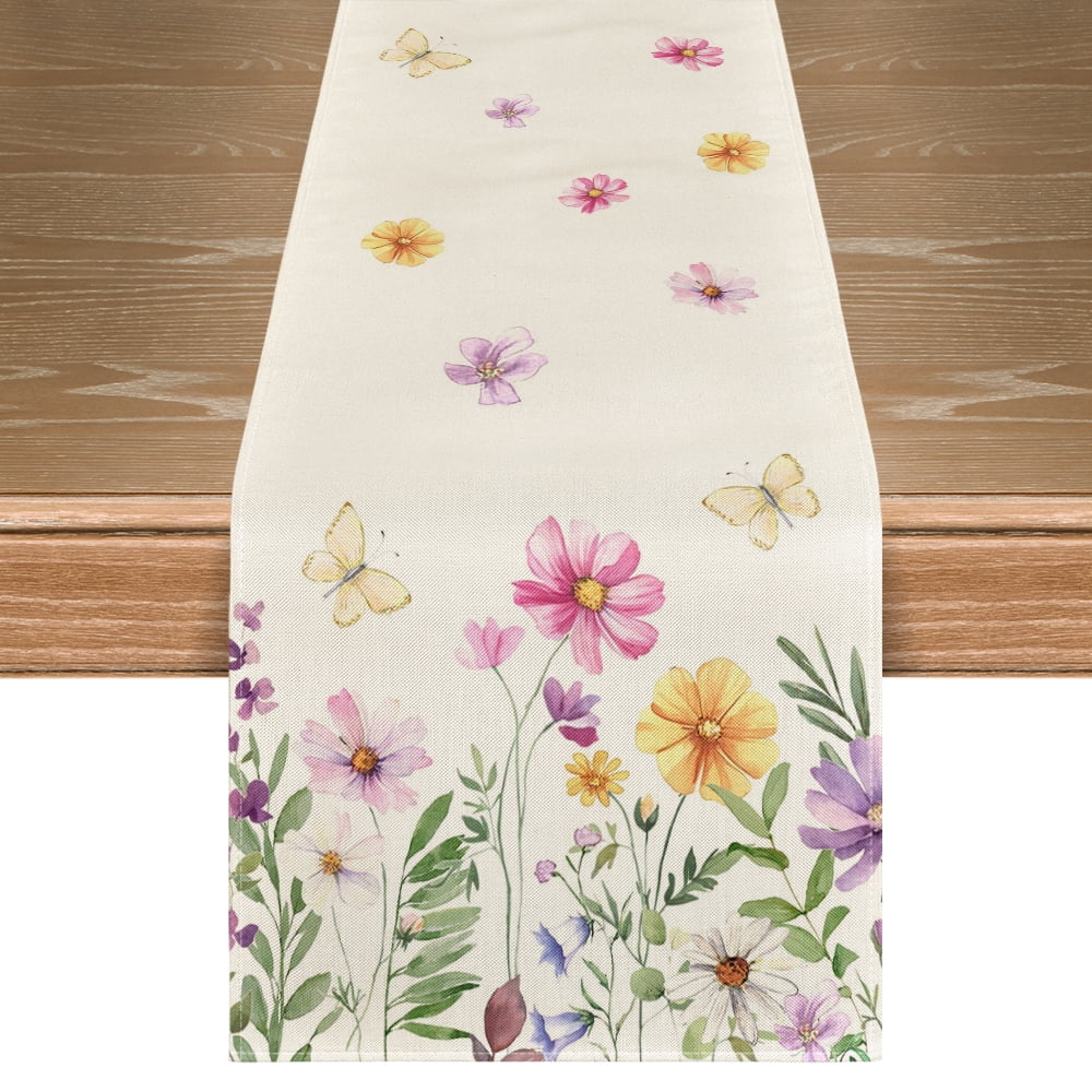 Flowers Butterfly Spring Table Runner 13x72 Inch – Artoid Direct